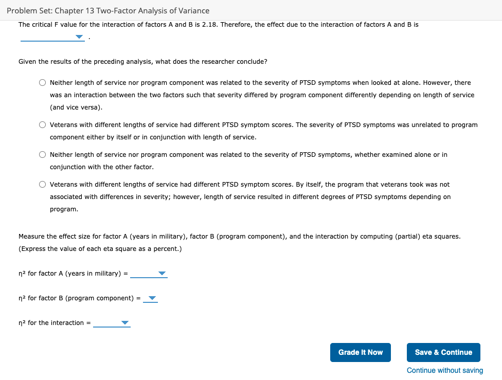 Solved Problem Set: Chapter 13 Two-Factor Analysis of | Chegg.com