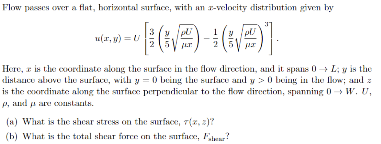 Flow passes over a flat, horizontal surface, with an | Chegg.com