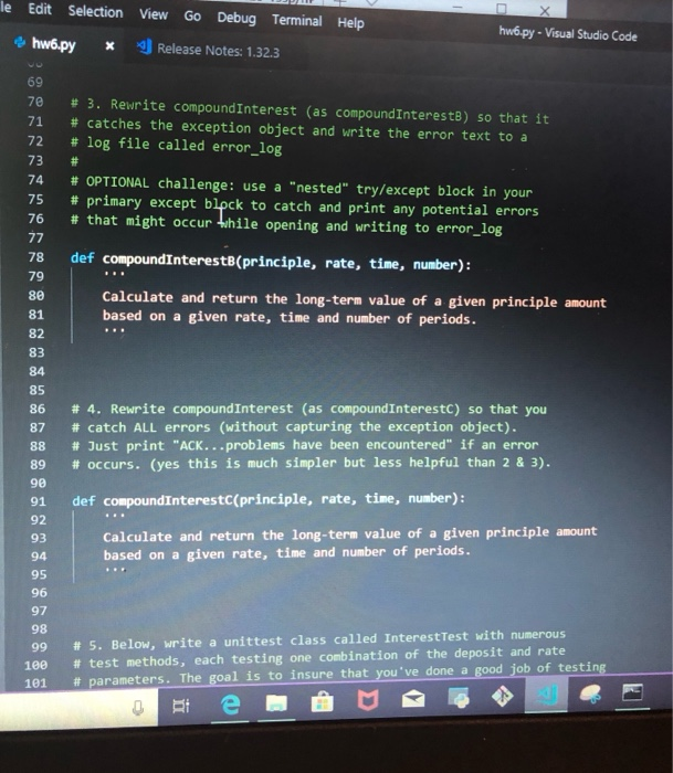Solved Edit Selection View Go Debug Terminal Help hw6.py - | Chegg.com