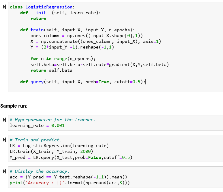 Solved Class Logisticregression Def Initself 