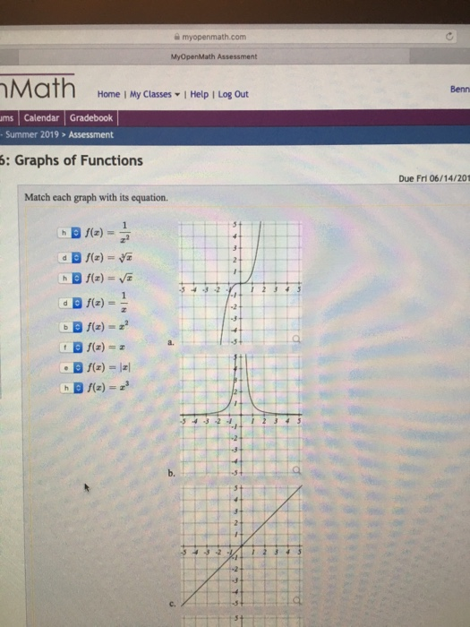 Solved à myopenmath.com MyOpenMath Assessment Math Benn Home | Chegg.com