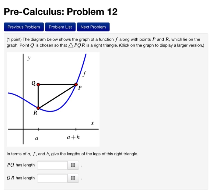 Solved Pre-Calculus: Problem 12 Previous Problem Problem | Chegg.com