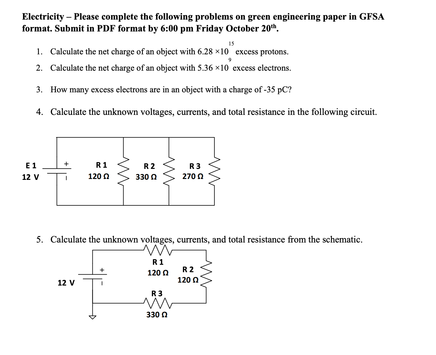 Solved Electricity - Please complete the following problems | Chegg.com
