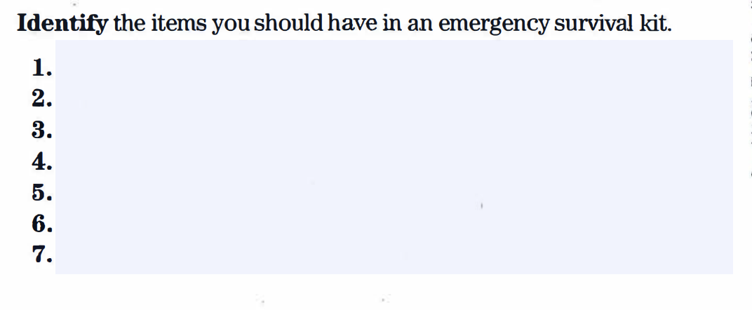 Solved Identify the items you should have in an emergency | Chegg.com