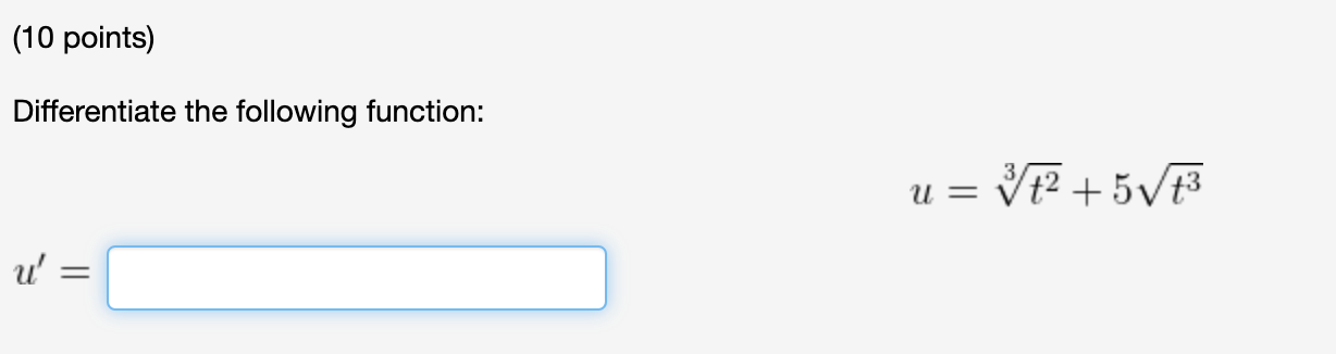 Solved 8r (10 points) Find the derivative of the function | Chegg.com