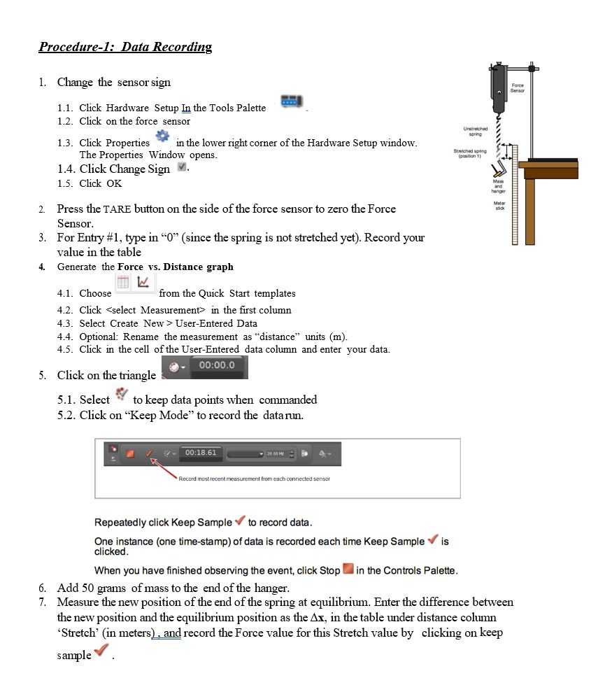 Solved Equipment: Force Sensor Motion Sensor Spring Simple | Chegg.com