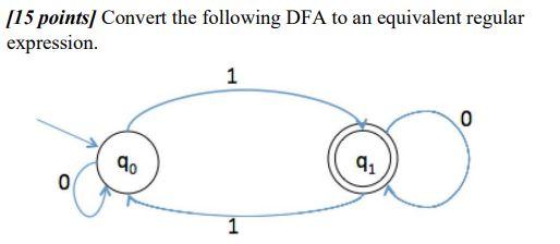 Solved [15 points] Convert the following DFA to an | Chegg.com