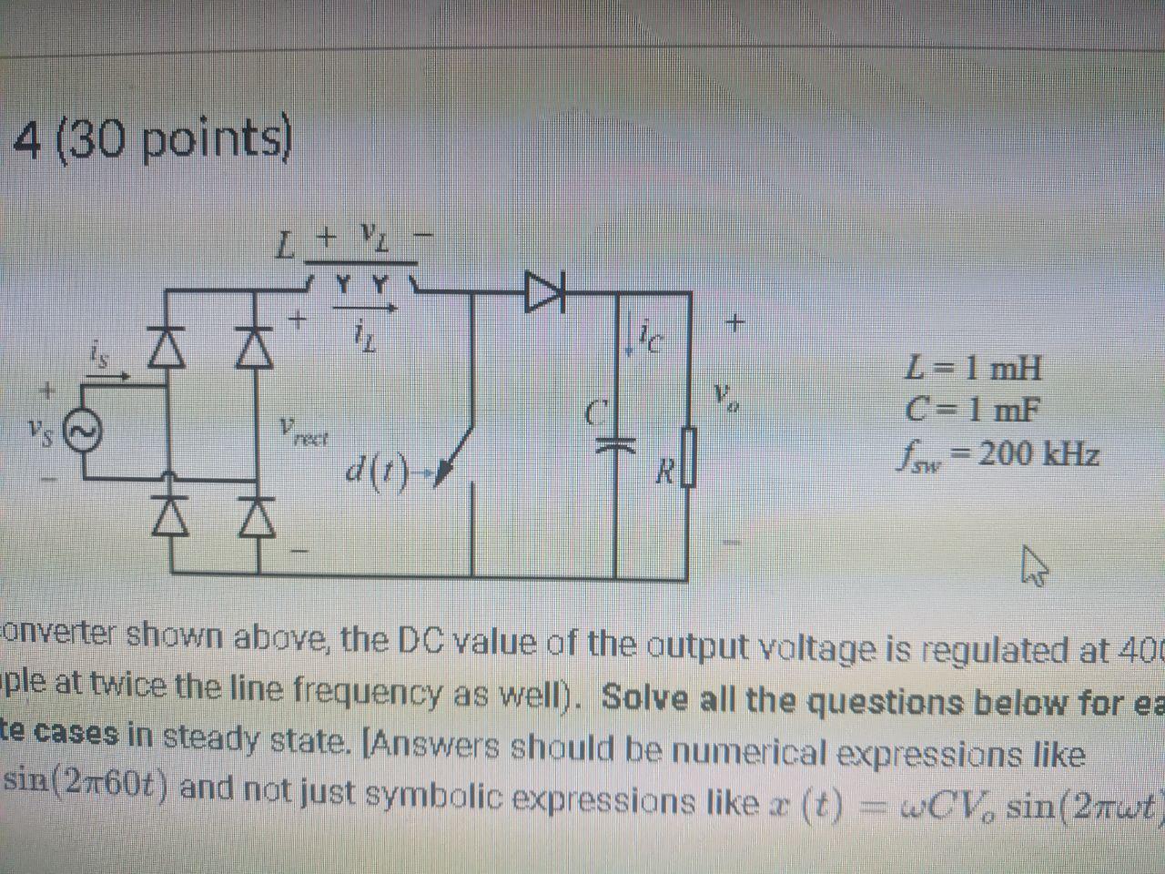 In the PFC converter shown above, the DC value of the | Chegg.com