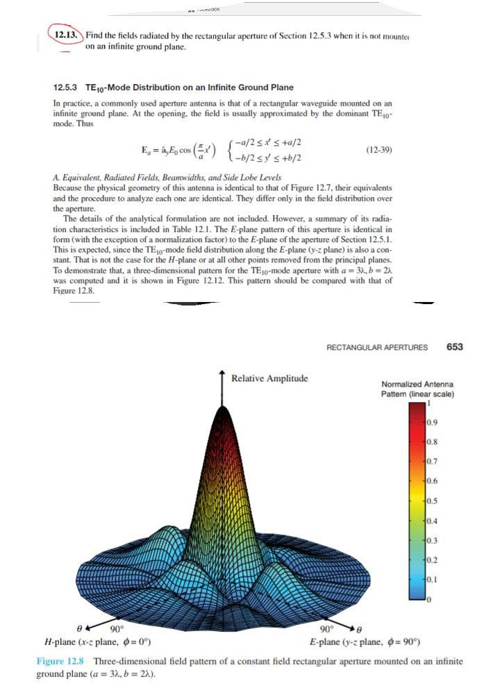 12.13. Find the fields radiated by the rectangular | Chegg.com