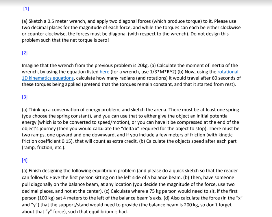 (a) Sketch a 0.5 meter wrench, and apply two diagonal | Chegg.com