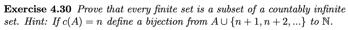 Solved Exercise 4.30 Prove that every finite set is a subset | Chegg.com