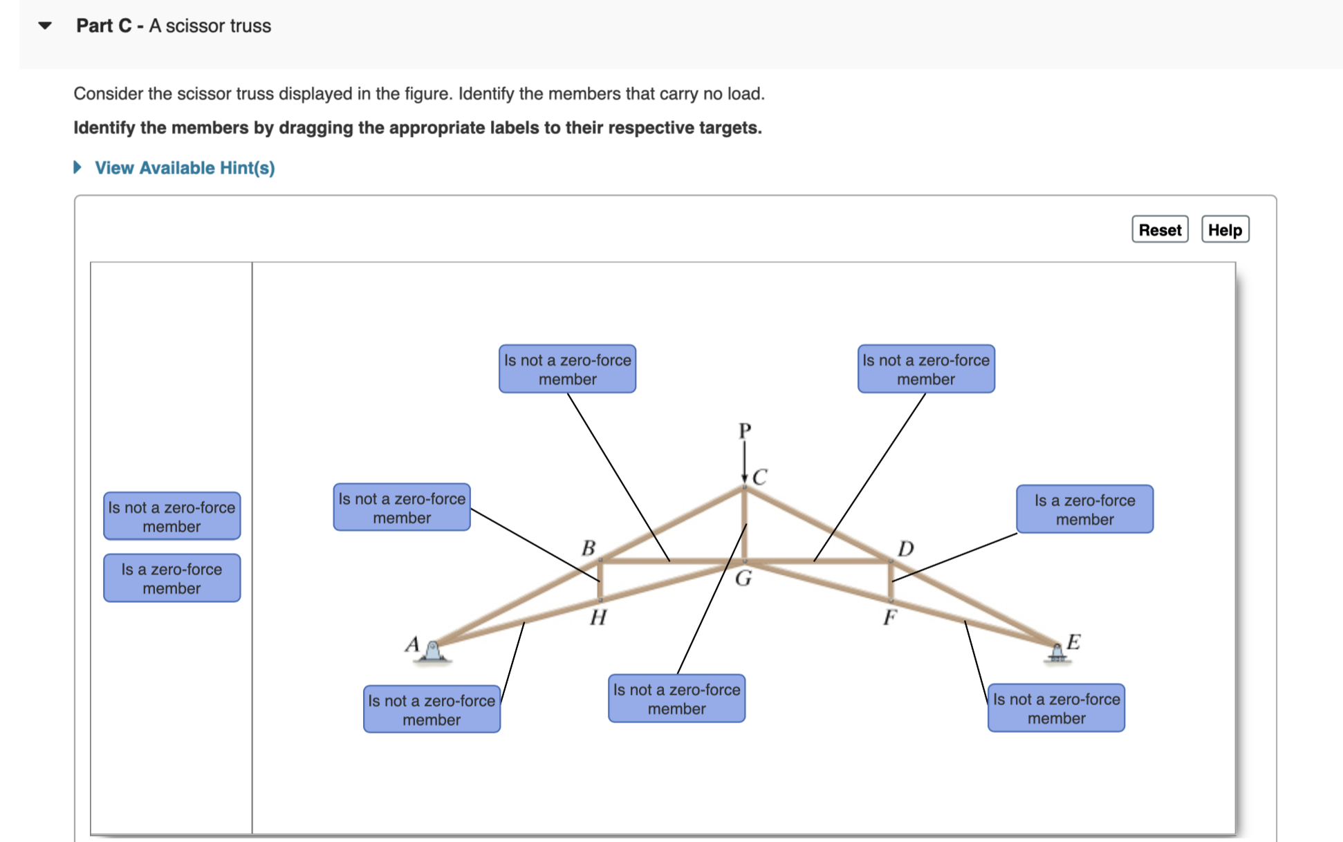 Solved Part C - ﻿A scissor trussConsider the scissor truss | Chegg.com