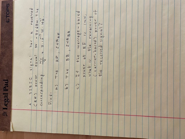 Solved Note that BB SNR is the SNR post-detection, RF SNR is | Chegg.com