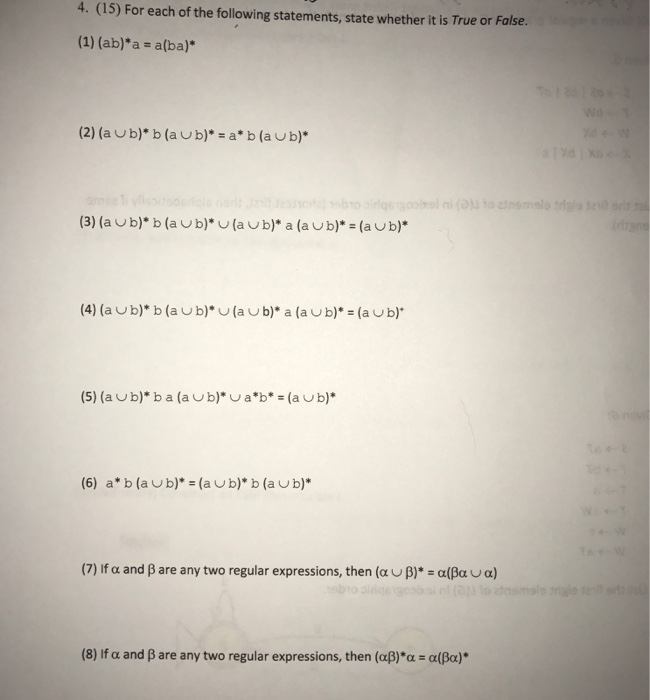 Solved State whether the regular expression equal to each | Chegg.com