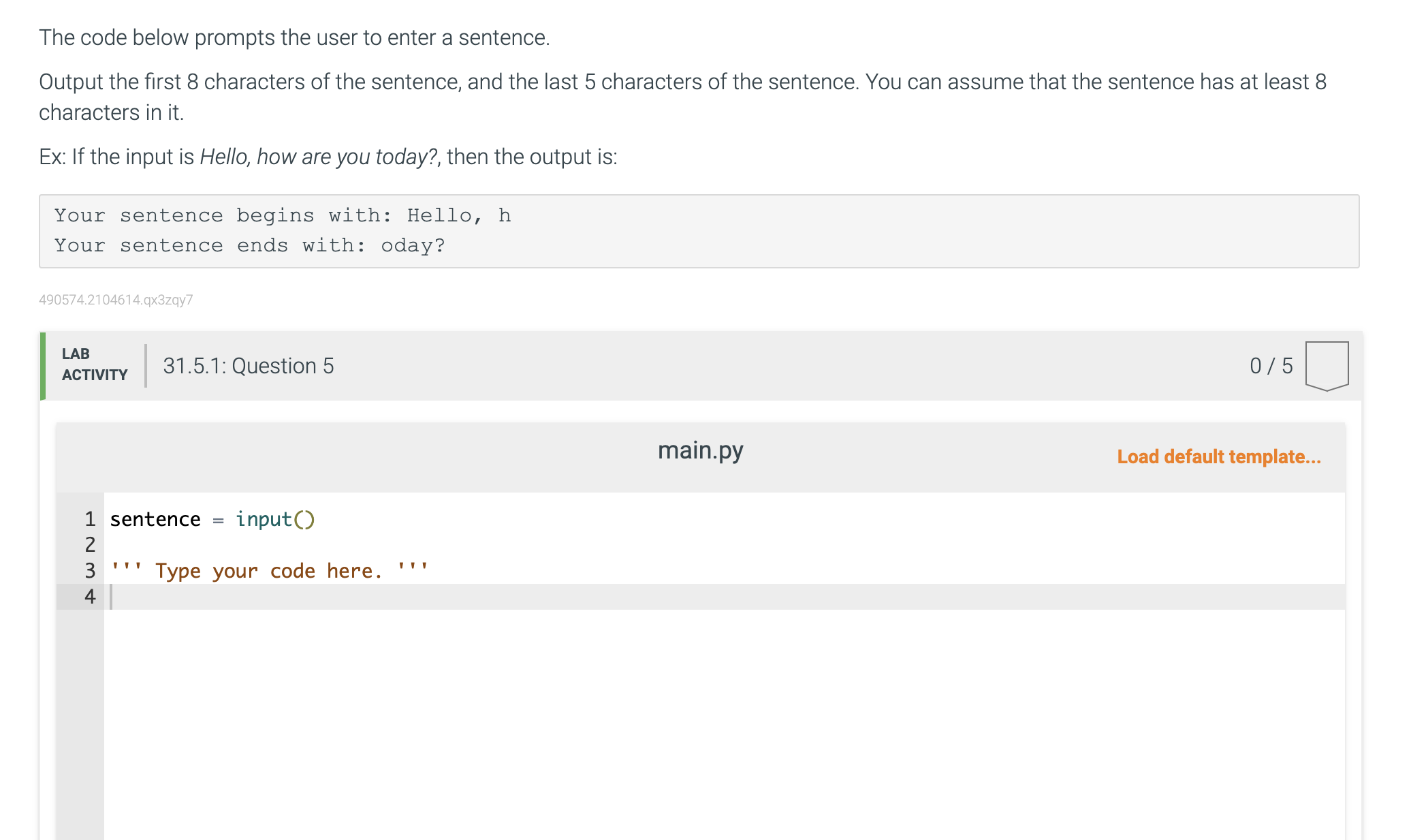 Solved The code below prompts the user to enter a sentence. | Chegg.com