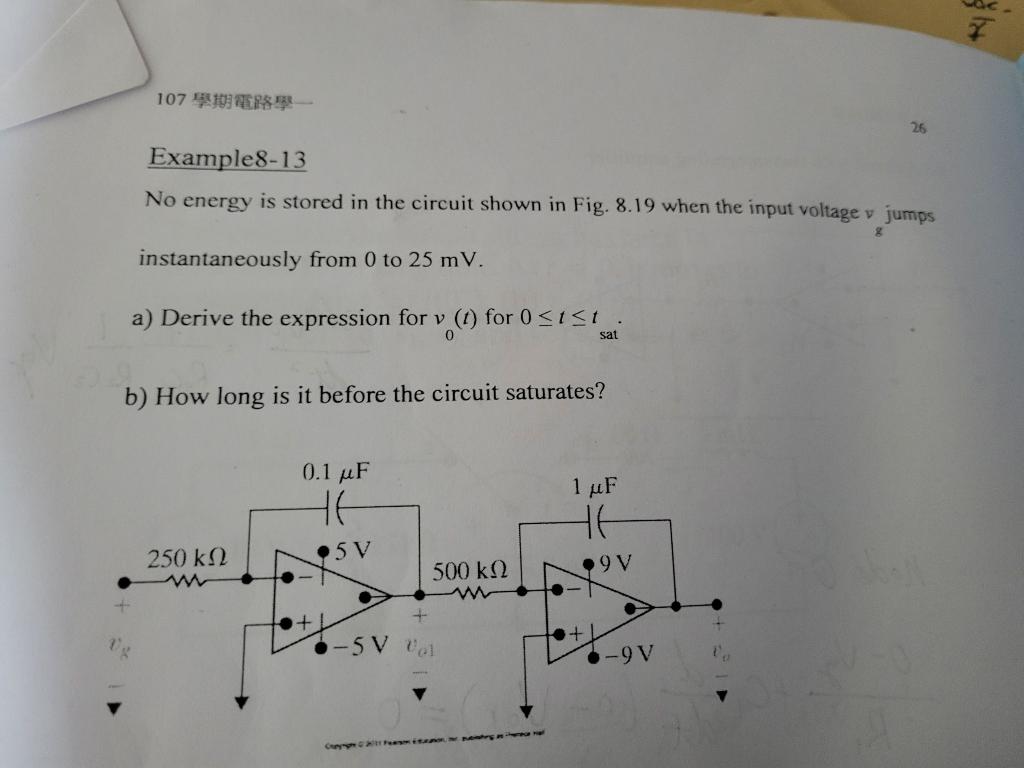 Solved Example8-13 No energy is stored in the circuit shown | Chegg.com