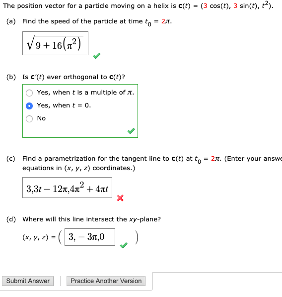 Solved The position vector for a particle moving on a helix | Chegg.com