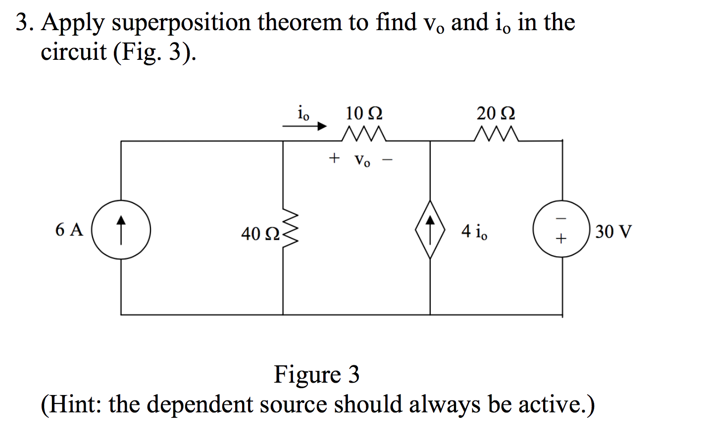 Solved 3. Apply superposition theorem to find V, and i, in | Chegg.com