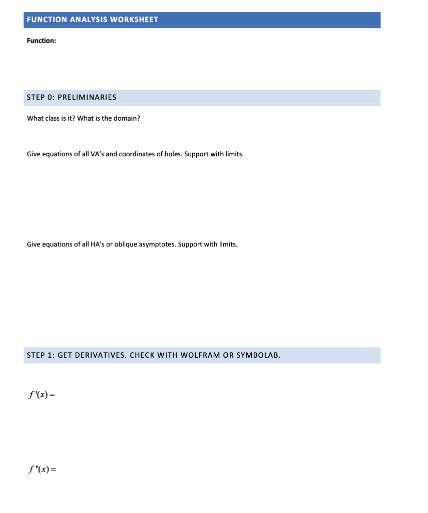 Solved f (x) = 3x3 - - X FUNCTION ANALYSIS WORKSHEET | Chegg.com