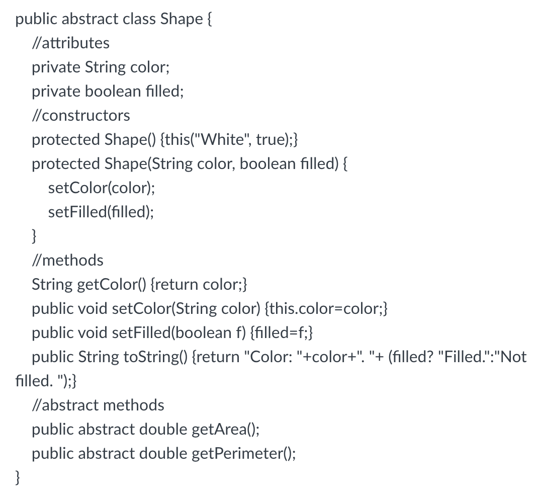Solved Below is the source code for the abstract class | Chegg.com