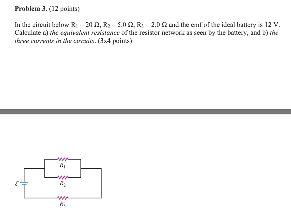 Solved In the circuit below R1=20Ω,R2=5.0Ω,R3=2.0Ω and the | Chegg.com