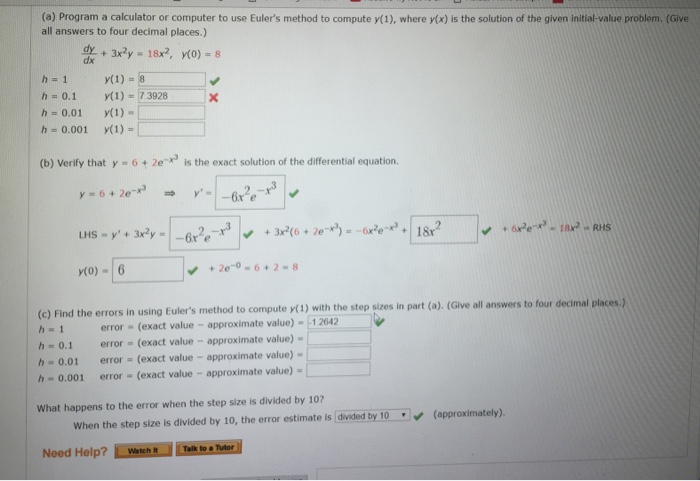 Solved Program A Calculator Or Computer To Use Eulers 3775