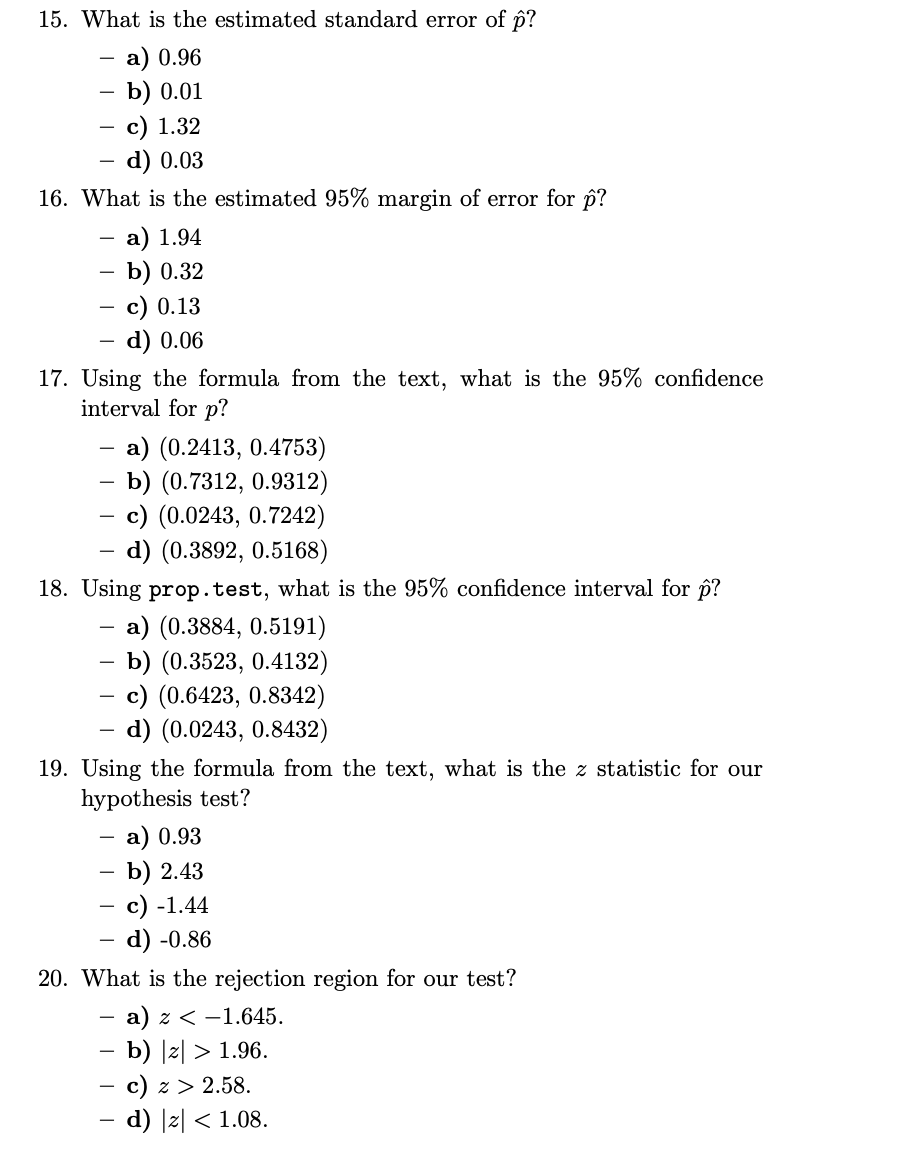 Solved Large sample inference for a single proportion. Let p | Chegg.com