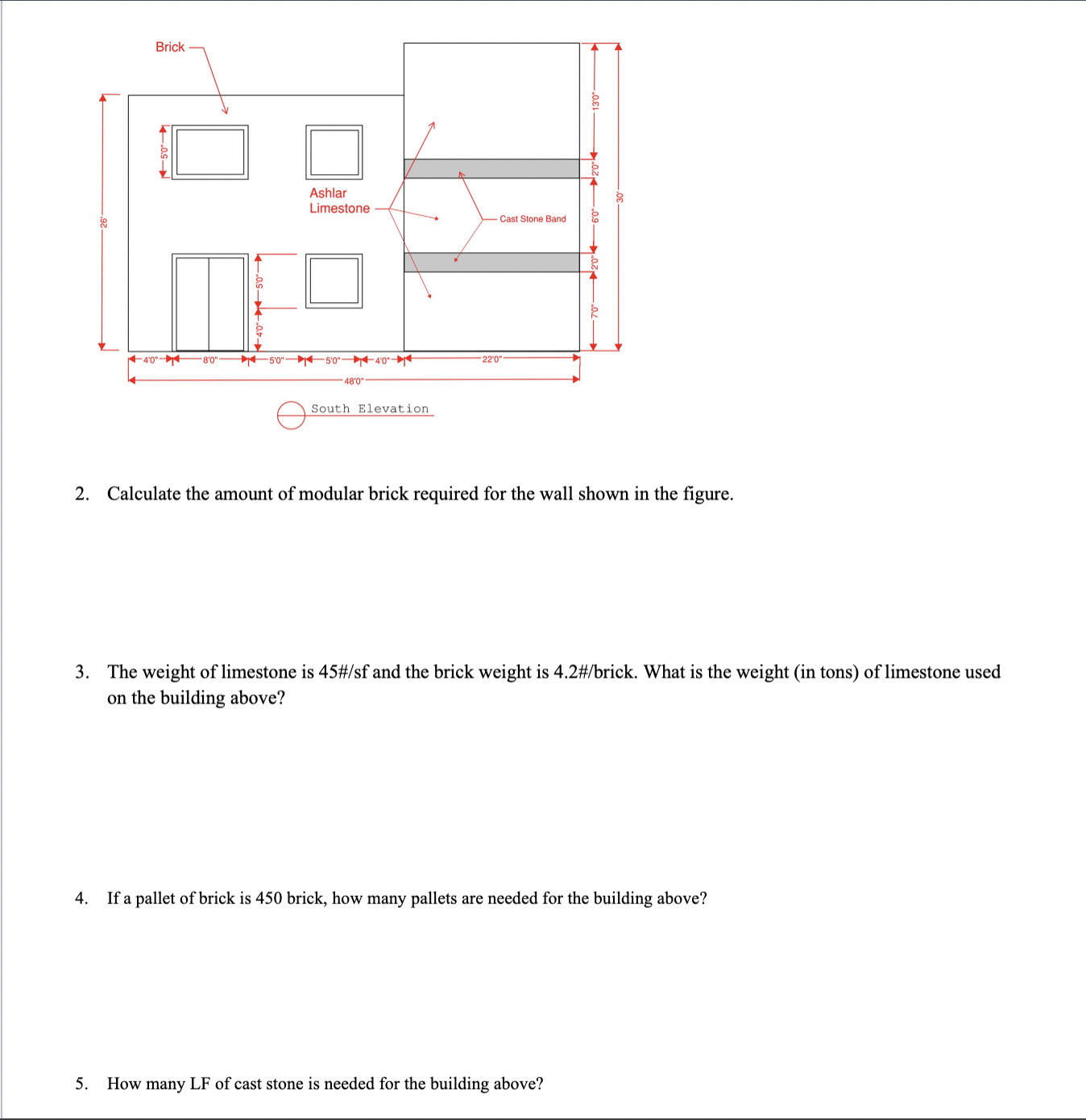 Solved 2. Calculate the amount of modular brick required for | Chegg.com