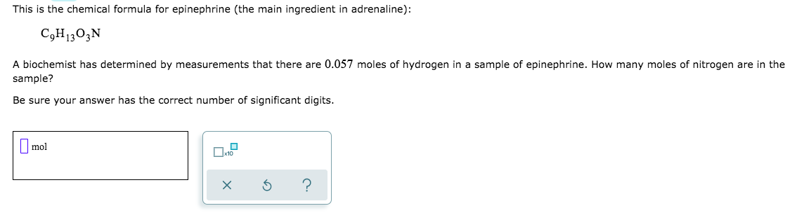 Solved This is the chemical formula for epinephrine (the | Chegg.com