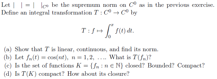 Solved Let = | co be the supremum norm on Cº as in the | Chegg.com