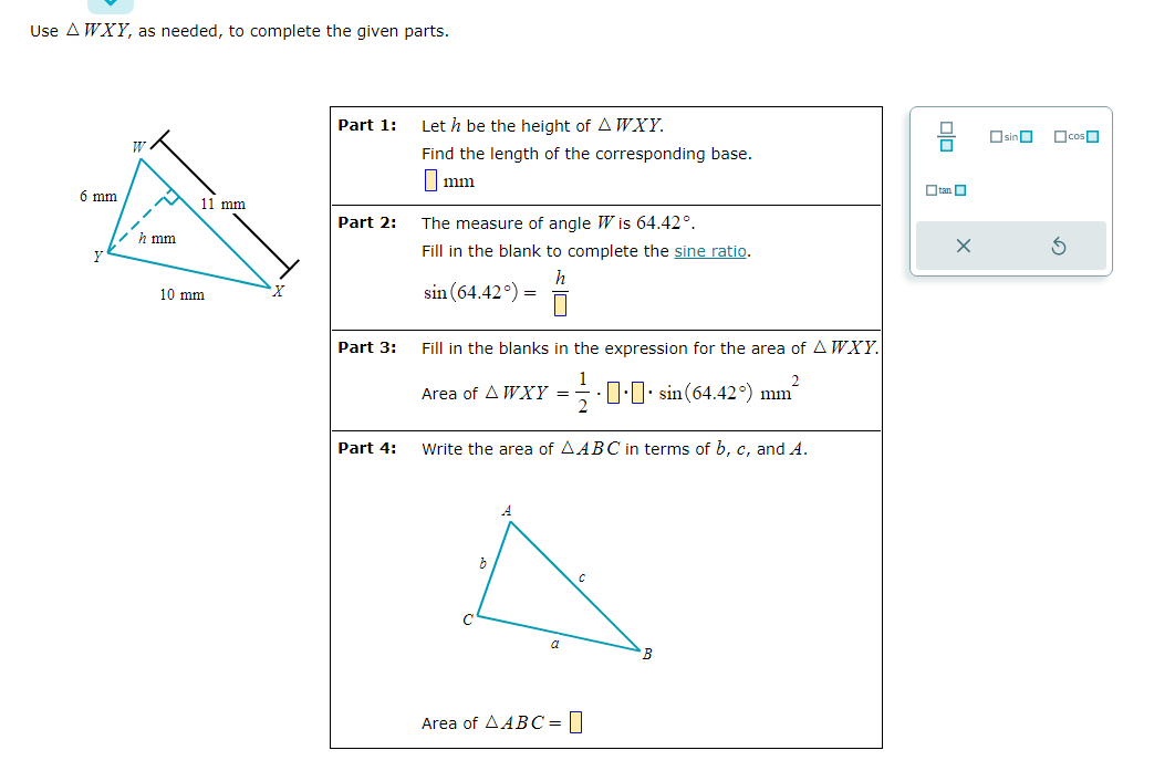 Solved Use WXY, as needed, to complete the given parts. | Chegg.com