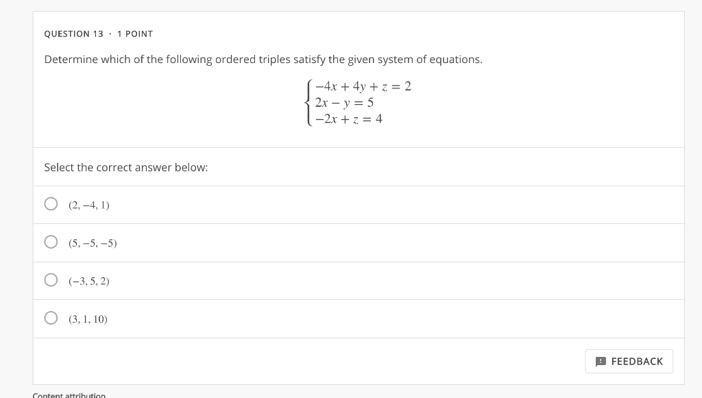 Solved Determine which of the following ordered triples | Chegg.com
