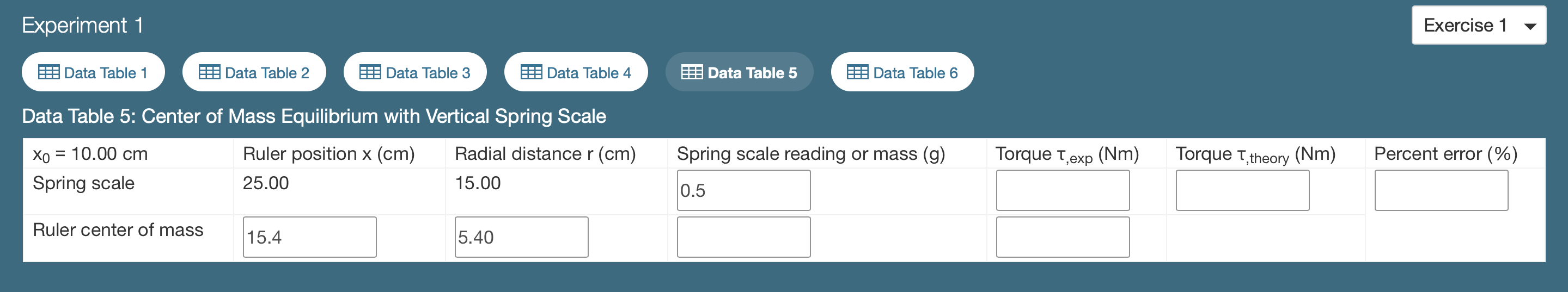 Experiment 1 Exercise 1 Data Table 1 3 Data Table 2 | Chegg.com
