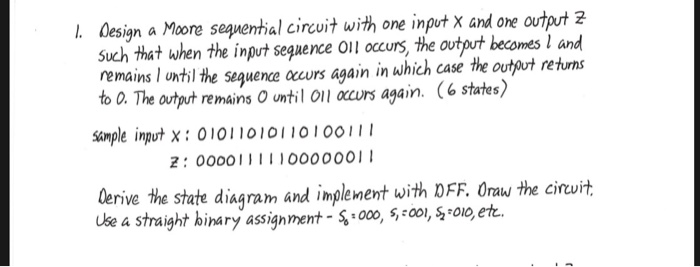 Solved Oesign a Moore sequential circuit with one input X | Chegg.com