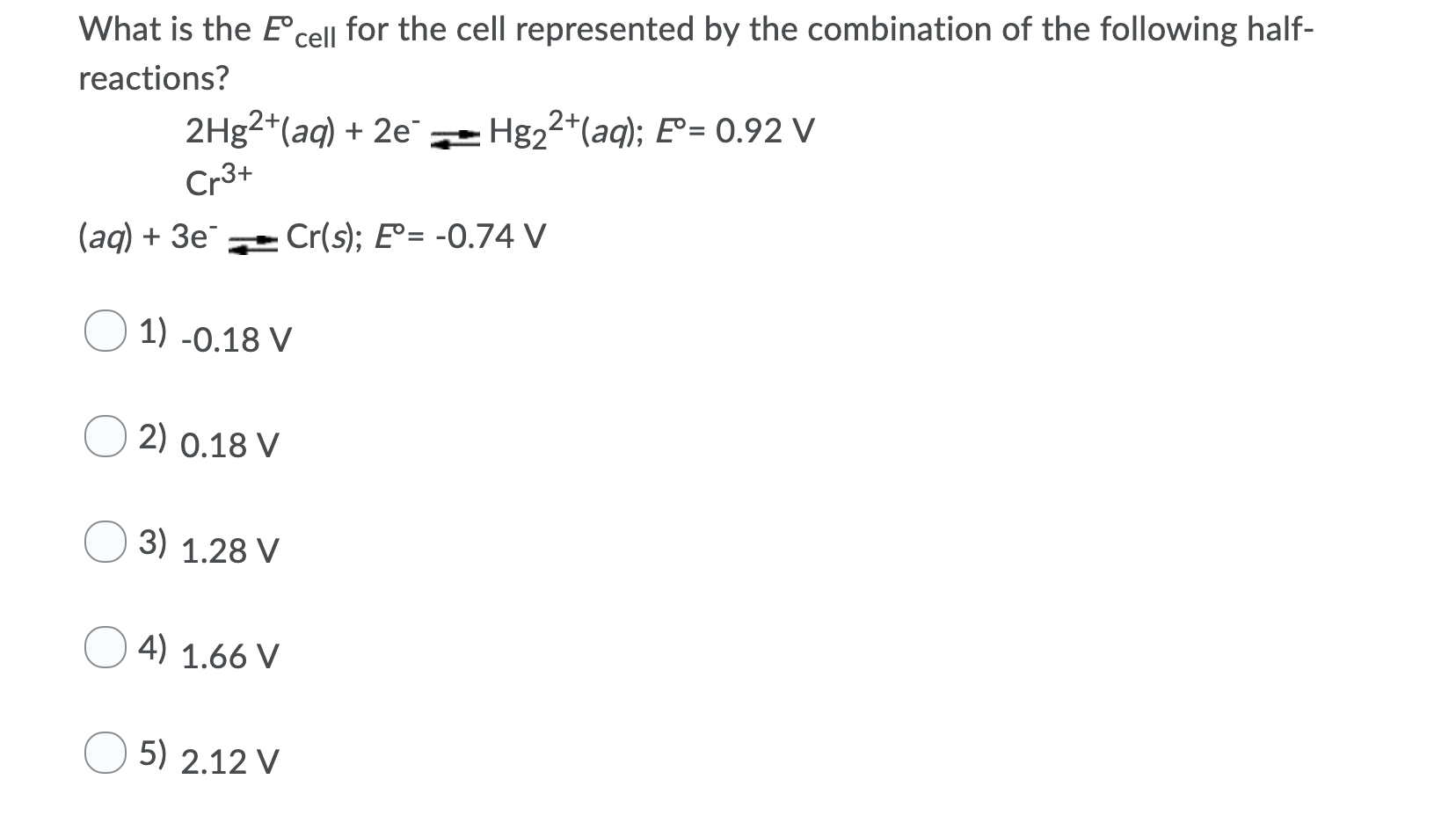 Solved What is the E cell for the cell represented by the | Chegg.com