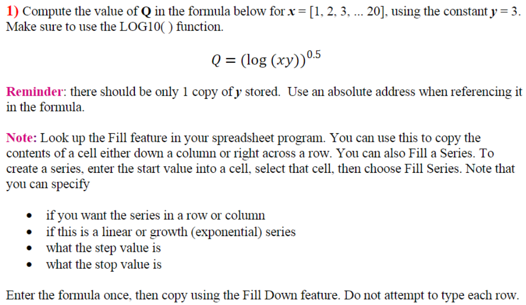 Solved = 1) Compute the value of Q in the formula below for | Chegg.com