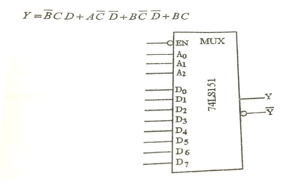 Solved Implement the logic function Y=BCD+AC D +BCD + BC by | Chegg.com