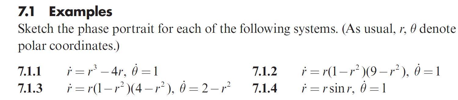 Solved 7.1 Examples Sketch the phase portrait for each of | Chegg.com