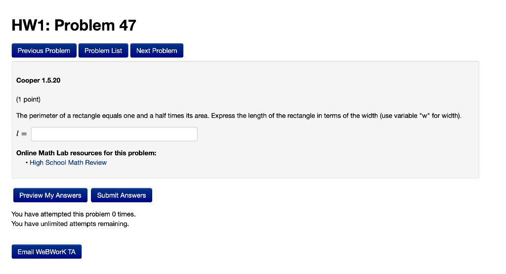 Solved HW1: Problem 47 Previous Problem Problem List Next | Chegg.com Solved HW1: Problem 47 Previous Problem Problem List Next | Chegg.com