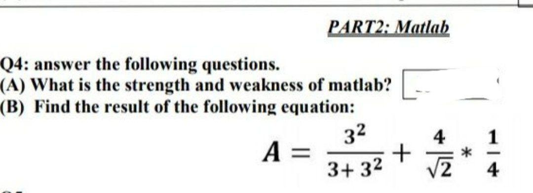 Solved Part2 Matlab Q4 Answer The Following Questions A
