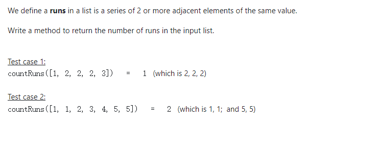 Solved We define a runs in a list is a series of 2 or more | Chegg.com