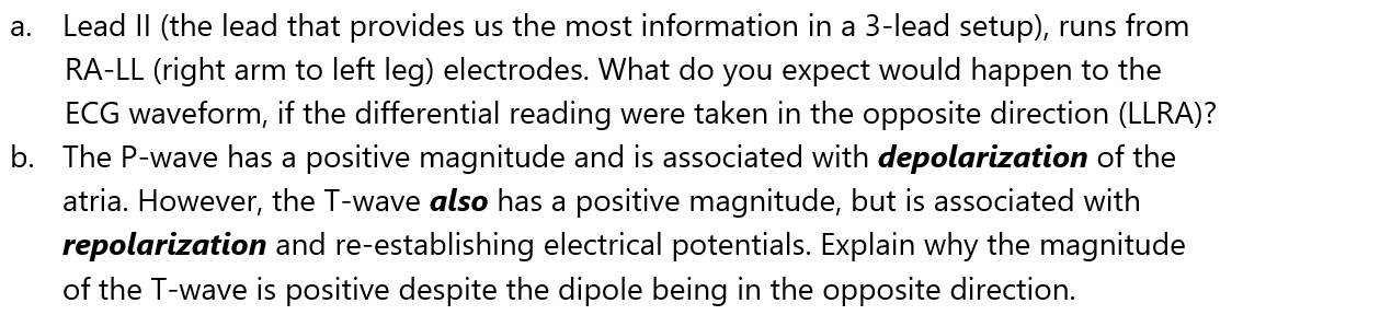 Solved a. Lead II (the lead that provides us the most | Chegg.com