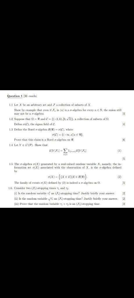 Solved Question 1 30-marks 11 Let X be an arbitrary set and | Chegg.com