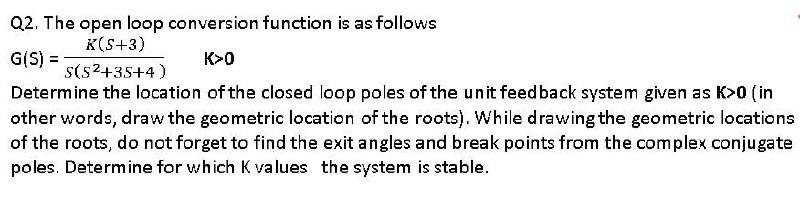 Solved - Q2. The open loop conversion function is as follows | Chegg.com