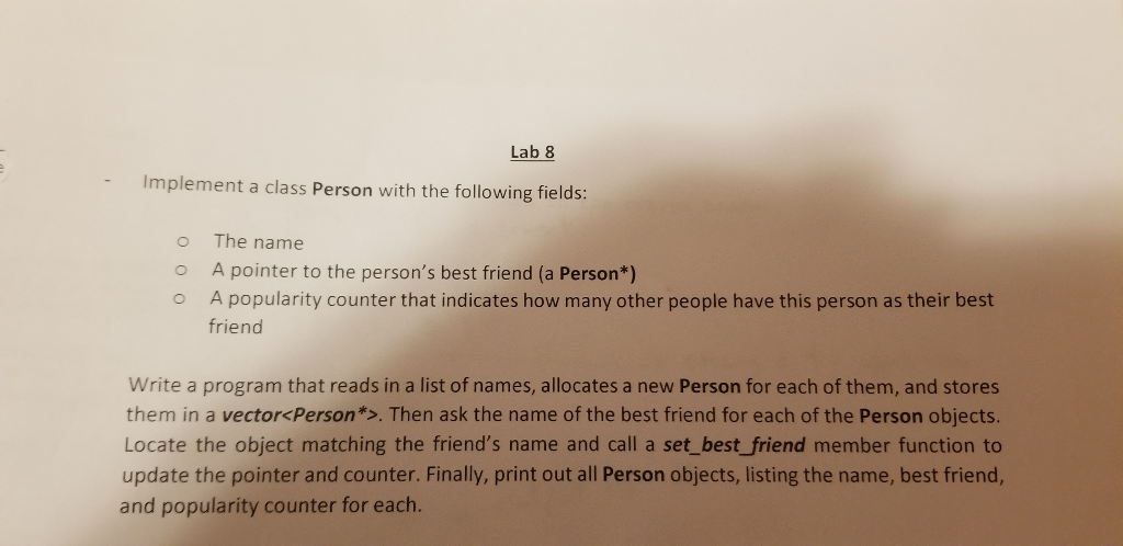 Solved Lab 8 Implement a class Person with the following | Chegg.com