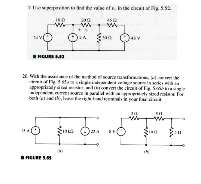Solved 7. Use superposition to find the value of vx in the | Chegg.com
