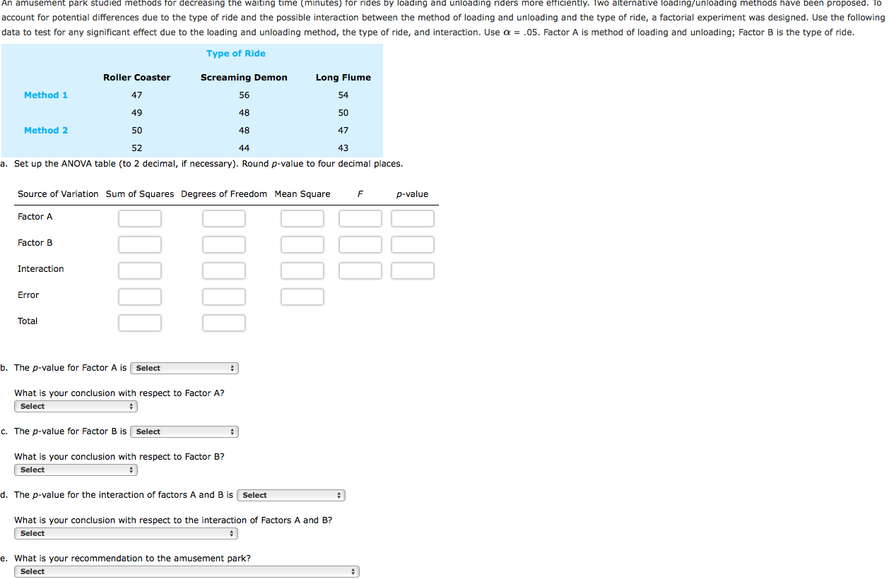 Solved An amusement park studied methods for decreasing the | Chegg.com