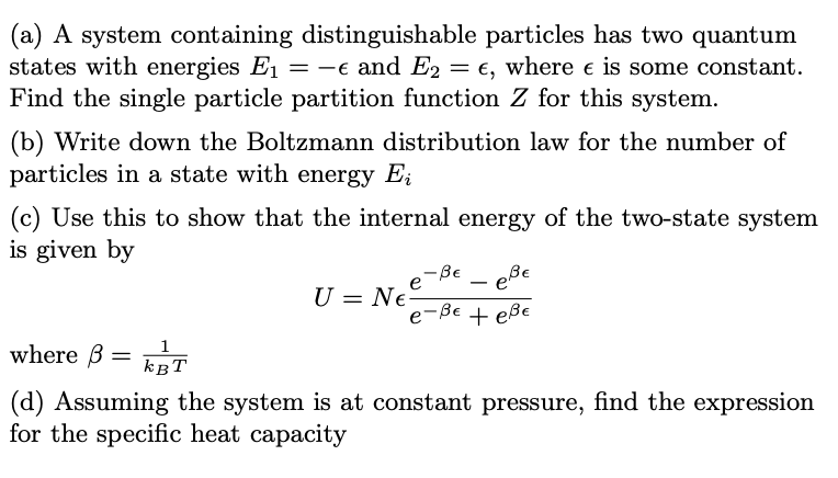 Solved (a) A system containing distinguishable particles has | Chegg.com