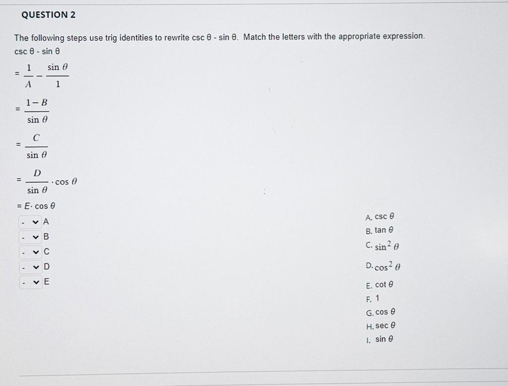 Solved The following steps use trig identities to rewrite | Chegg.com