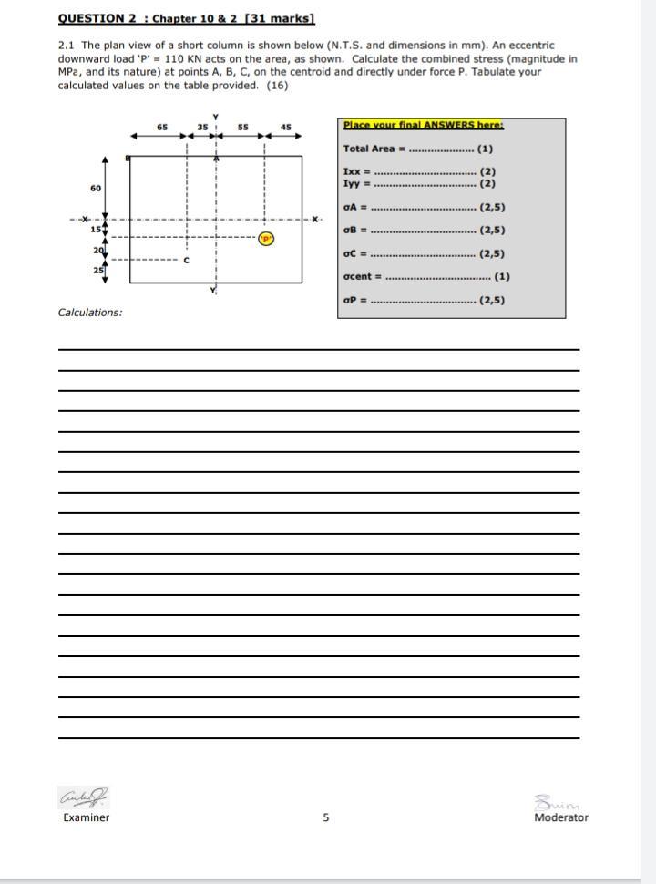 Solved QUESTION 2 : Chapter 10 & 2 [31 marks) 2.1 The plan | Chegg.com